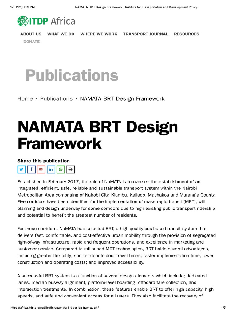 NAMATA BRT Design Framework Guide | PDF