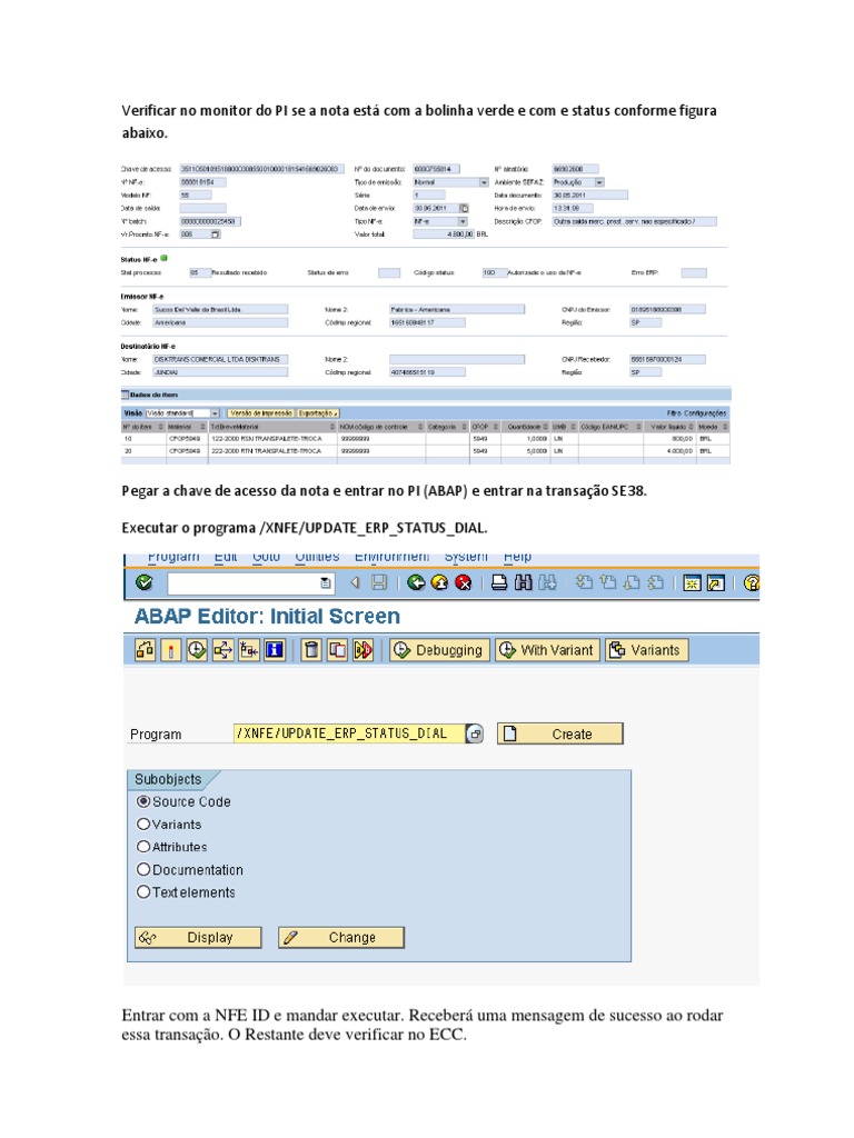 GRC - Procedimento NFE Update ERP Status Dial | PDF
