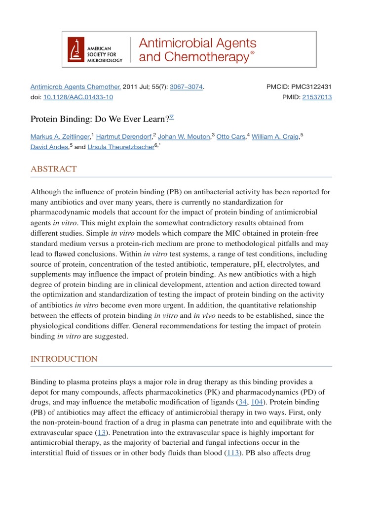Protein Binding - Do We Ever Learn? - PMC | PDF