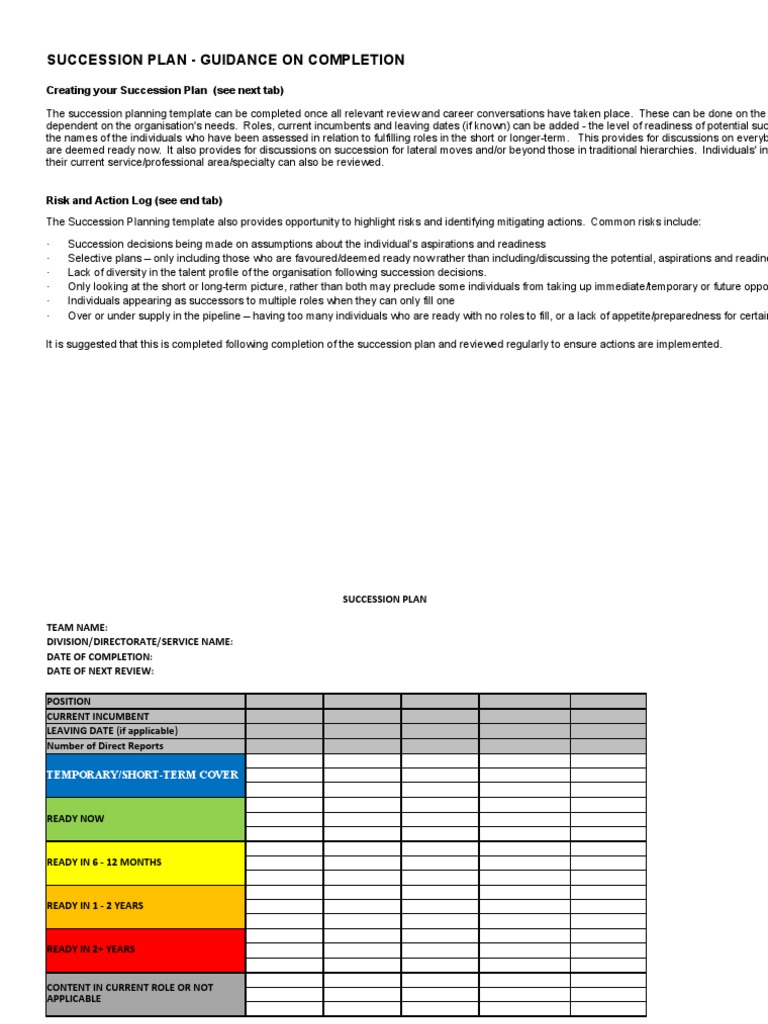 Succession Planning Guidance Template | PDF