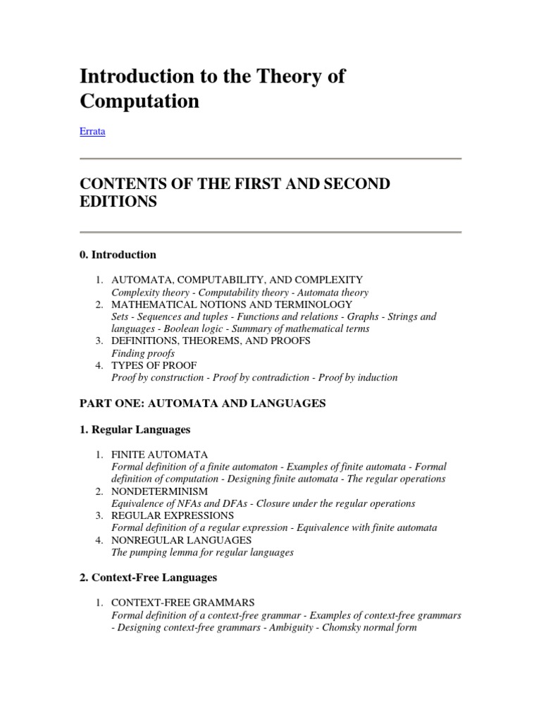 Introduction To The Theory of Computation | PDF
