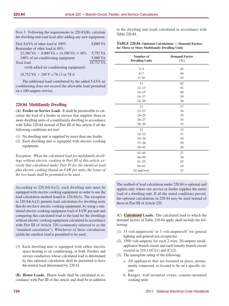 Multifamily Electrical Load Calculations | PDF