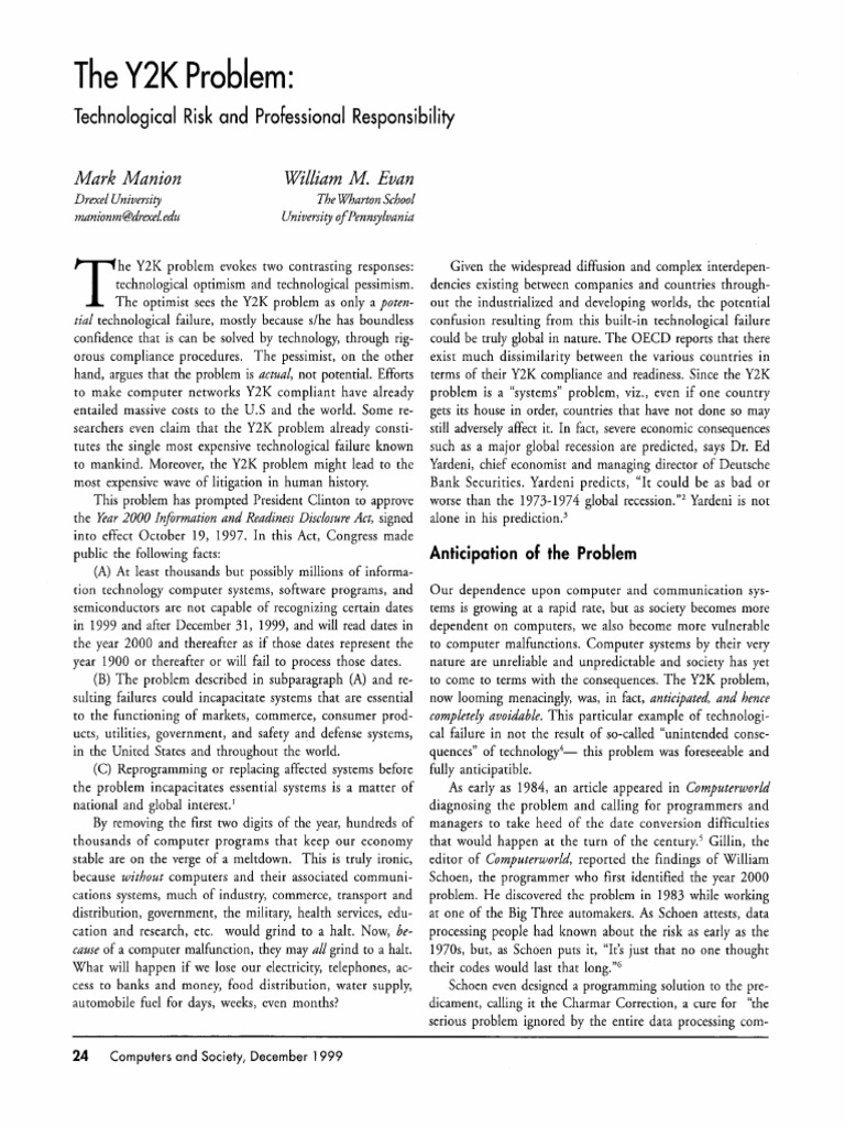 The Y2K Problem PDF | PDF