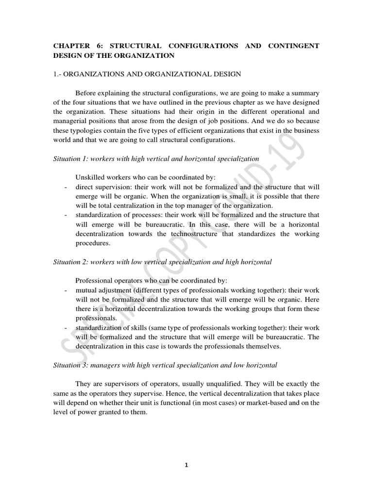 Chapter 6. Structural Configurations and The Contingent Design of The ...