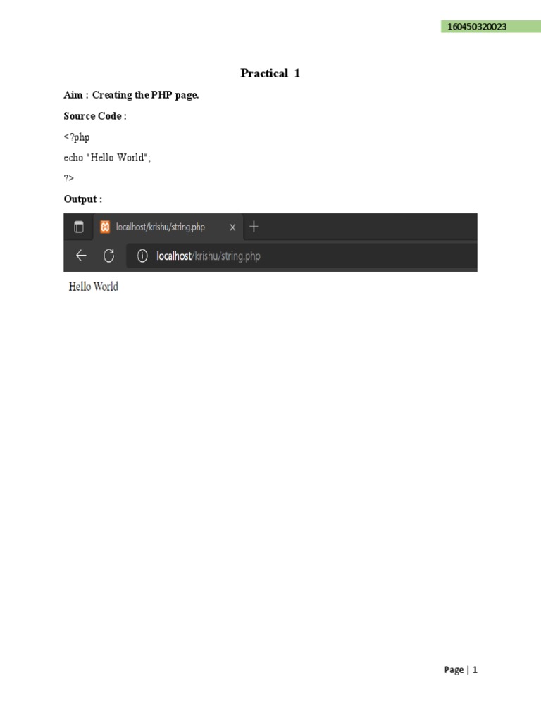 Practical 1: Aim: Creating The PHP Page. Source Code | Download Free PDF | Http Cookie | Php
