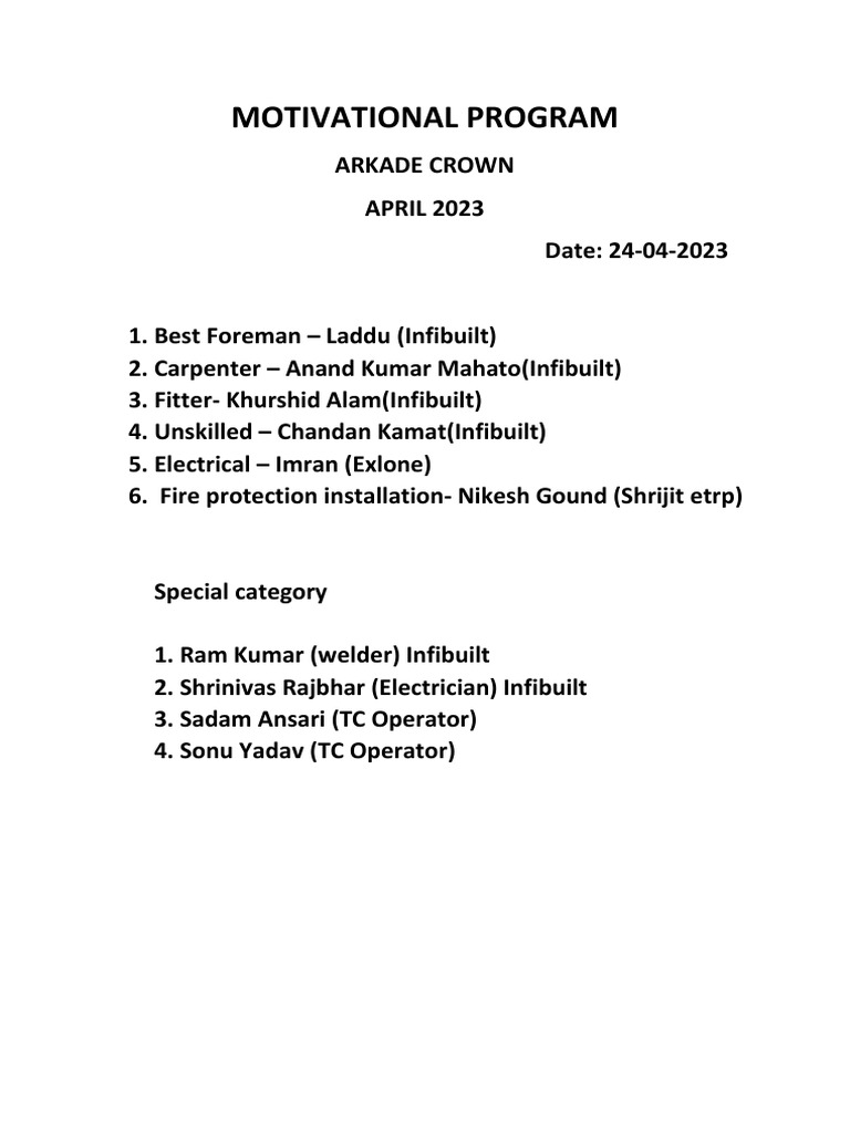 Prize List pdf PDF