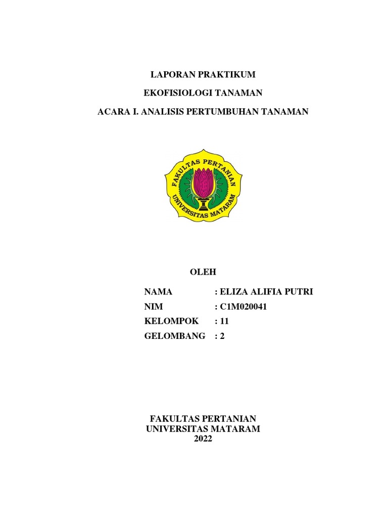 Laporan Praktikum Ekofis Acara 1 PDF | PDF