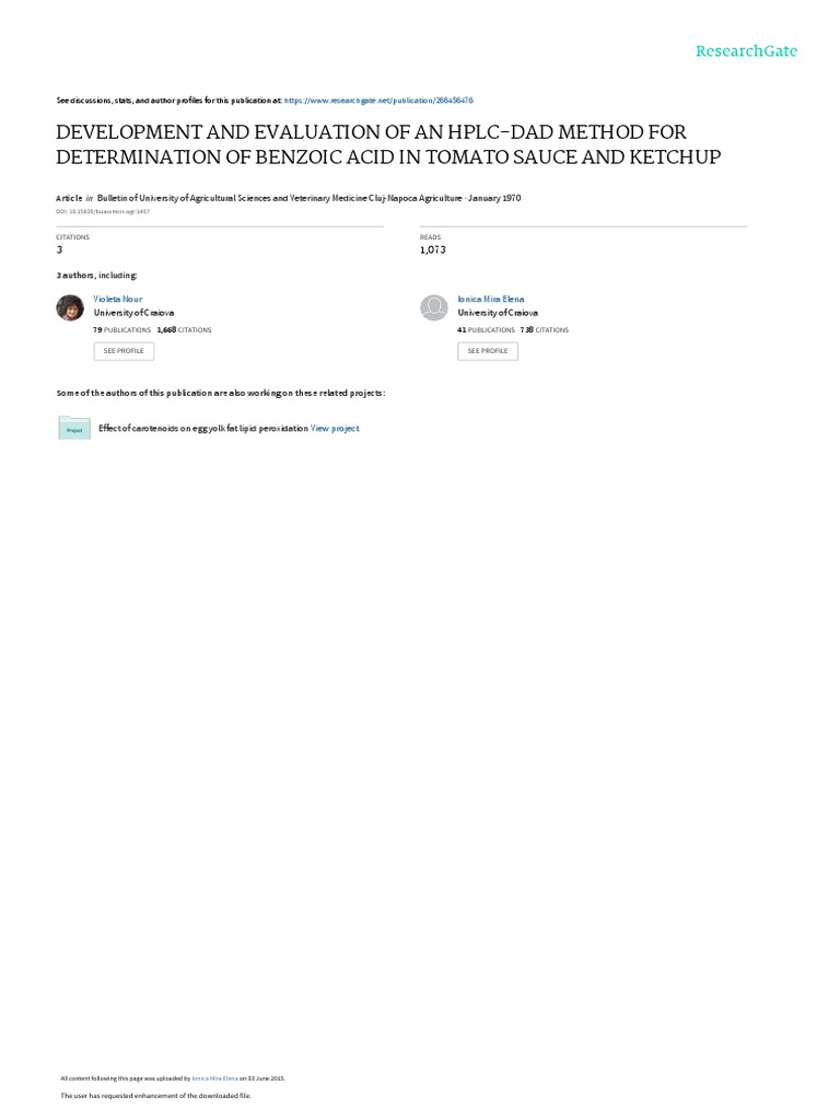 (00-EDIT) (29X) HPLC-DAD For Determination of Benzoic Acid in Tomato ...