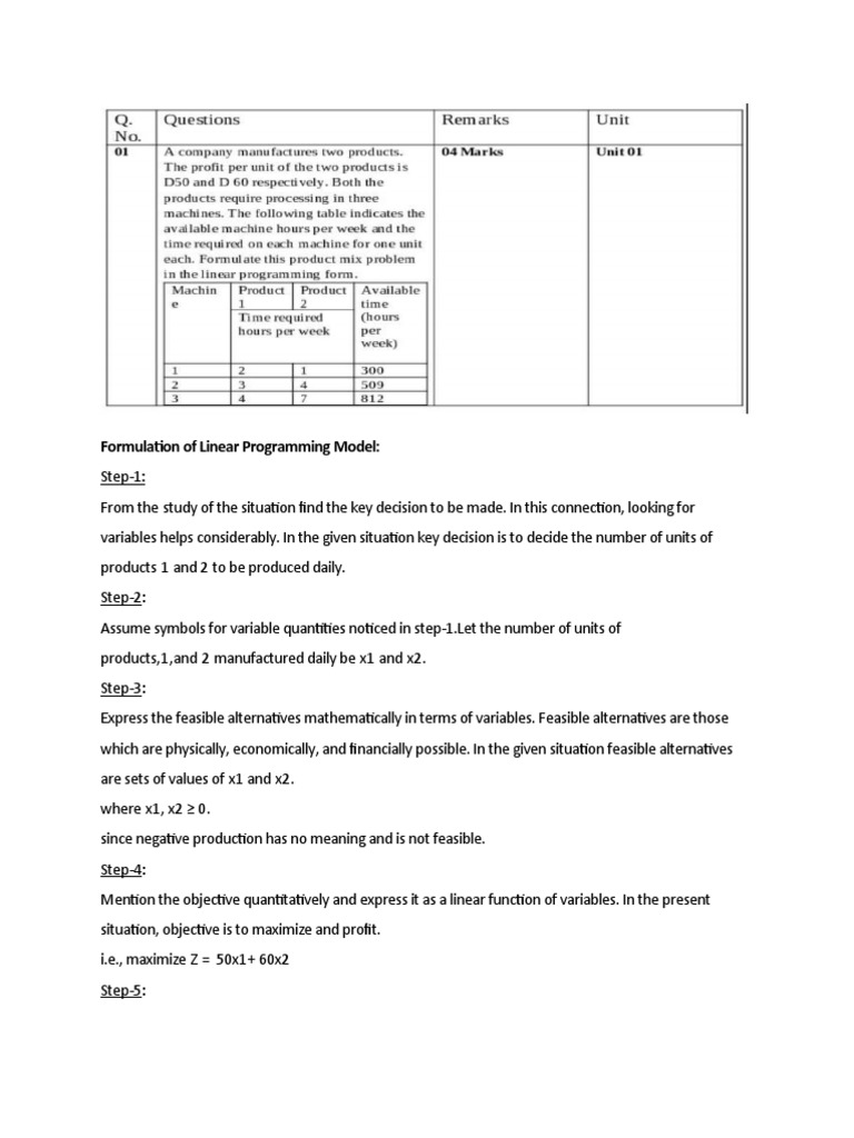 Optimization Techniques - Unit1 Answers | PDF | Linear Programming | Mathematical Optimization