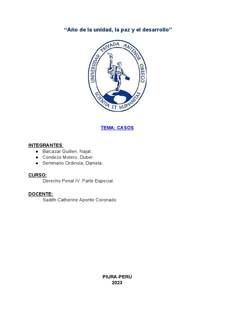 Casos A Resolver - Penal PDF | PDF