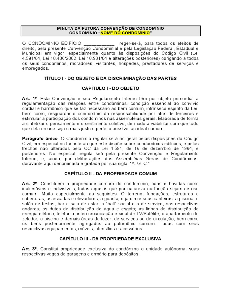 Regulamento interno de condomínio residencial | PDF | Condomínio
