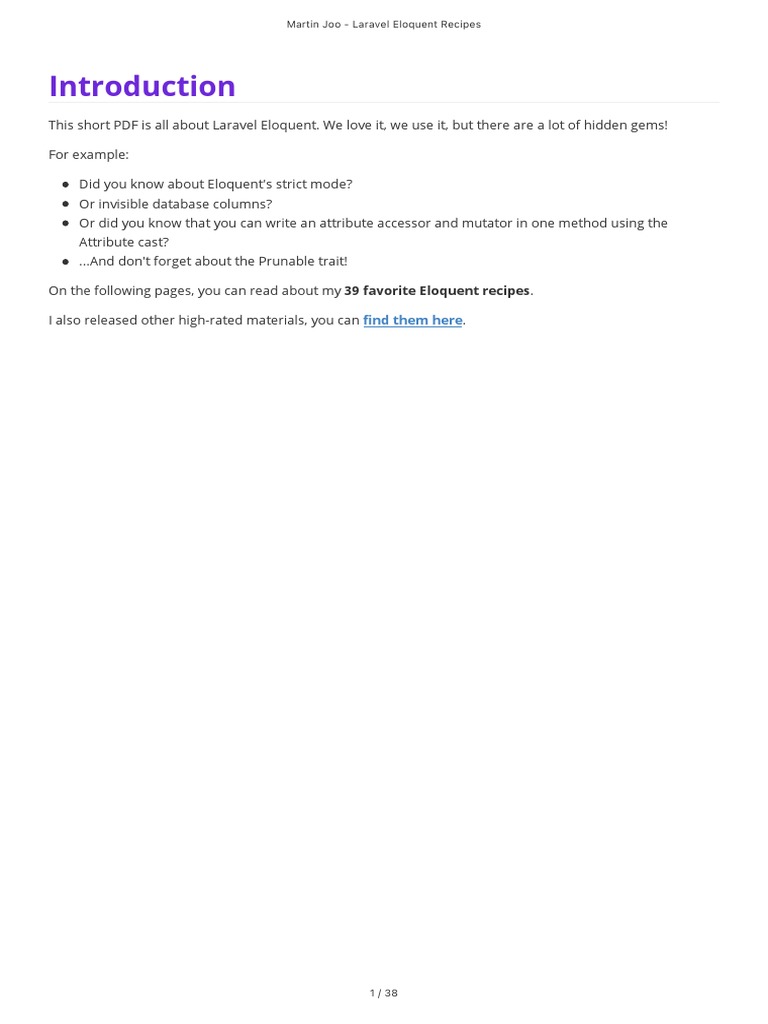 Martin Joo - Laravel Eloquent Recipes | PDF