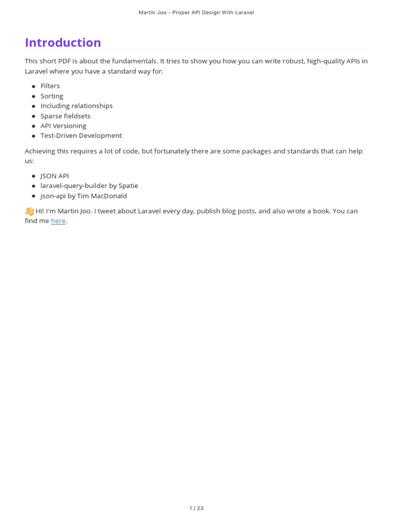 Martin Joo - Proper API Design With Laravel | PDF