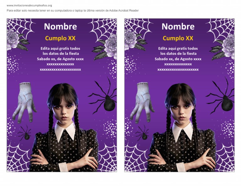 Invitaciones de Cumpleanos de Merlina 1 PDF | PDF