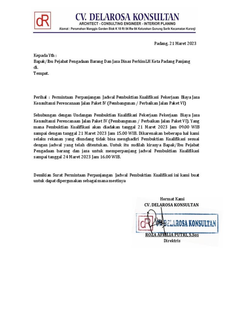surat permintaan perpanjangan Jadwal Klarifikasi.pdf | PDF