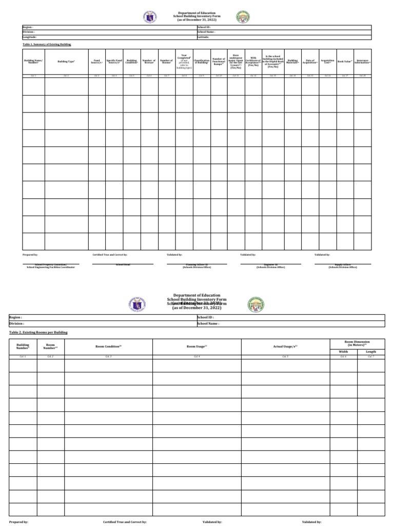 NSBI Data Gathering Forms SY 2022-2023 - v3.0 | PDF