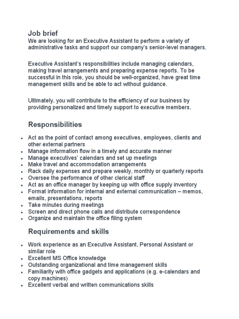 Job Description of EA | PDF
