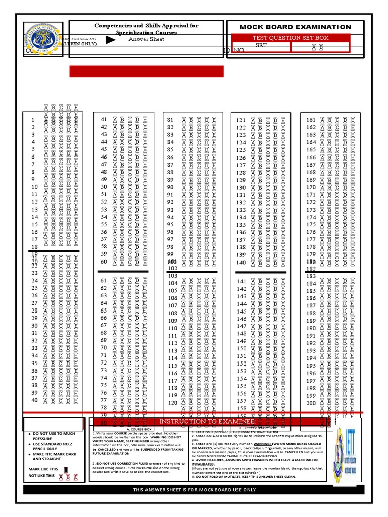 Mock-Board-Answer-Sheet_Specialization.docx | PDF