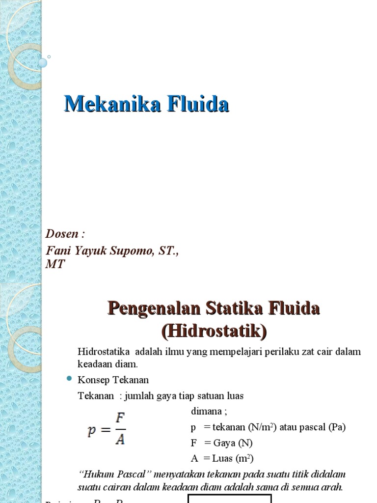 Mekanika Fluida - Pertemuan 2 | PDF