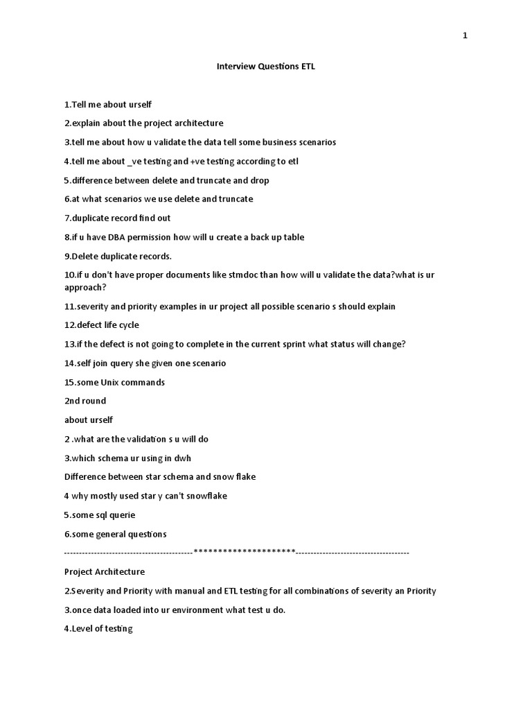 ETL Interview Questions and Answers | PDF