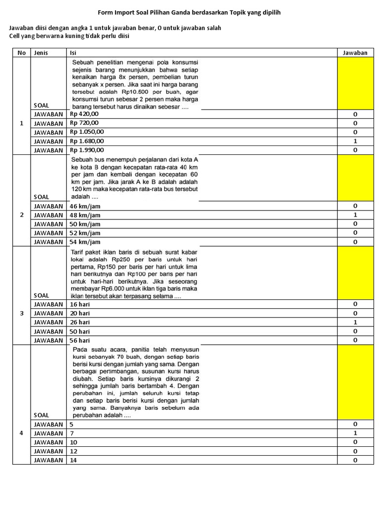 SOAL TO PENGETAHUAN kUANTITATIF (PK) | PDF