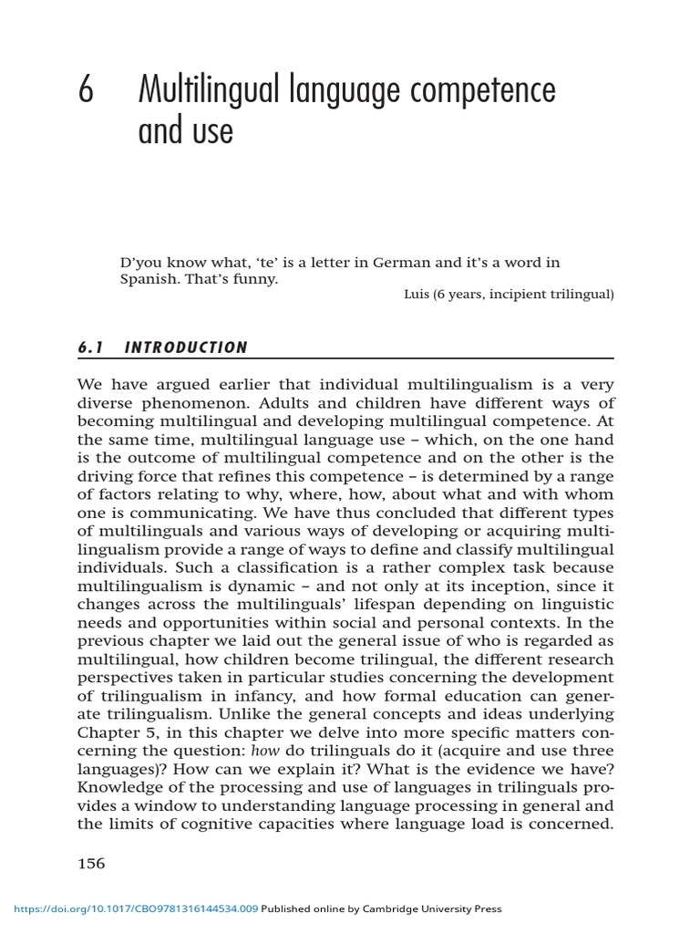 Multilingual Language Competence and Use | PDF