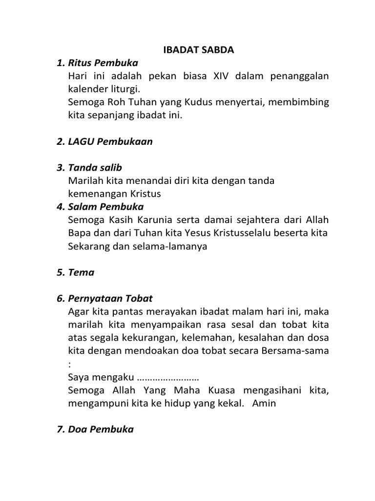 Ibadat Sabda Pekan XIV Liturgi | PDF