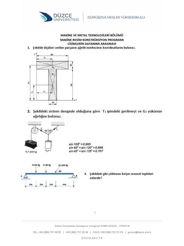 Cisimlerin Dayanımı Vize 2023 Uzaktan Antetli | PDF