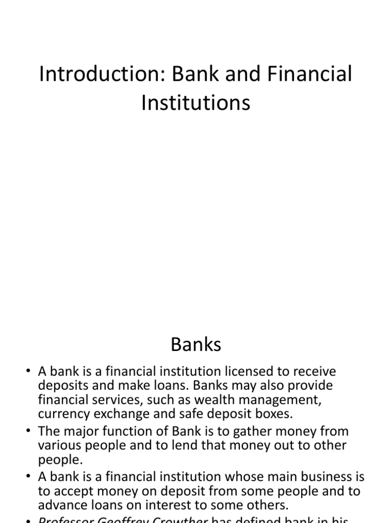 Introduction-Bank and FI | PDF | Banks | Money