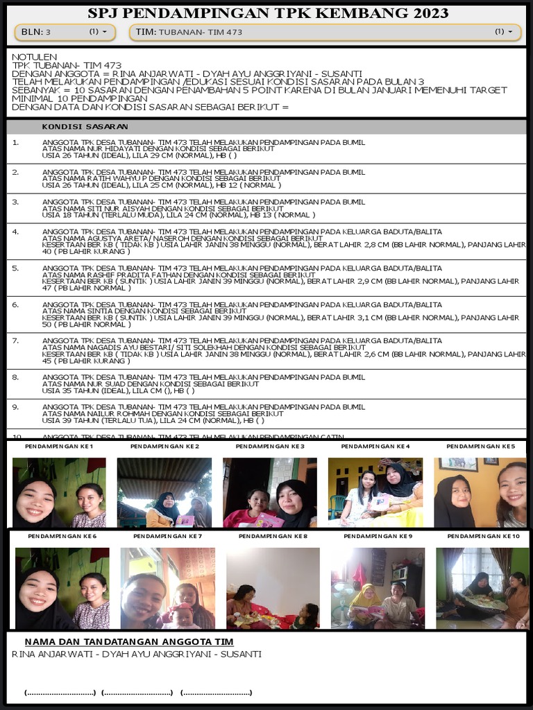 New SPJ Pendampingan TPK 2023 Kembang PDF | PDF