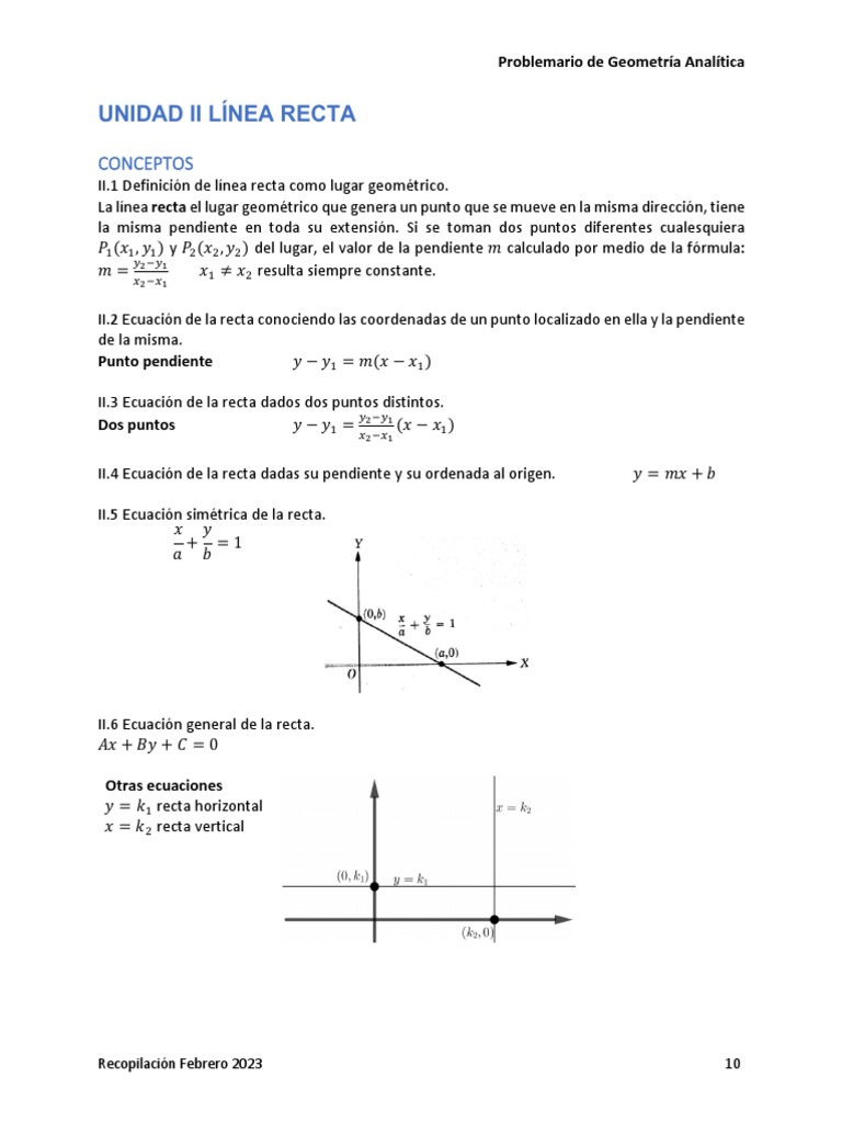 Unidad Ii Línea Recta PDF | PDF | Línea (geometría) | Pendiente