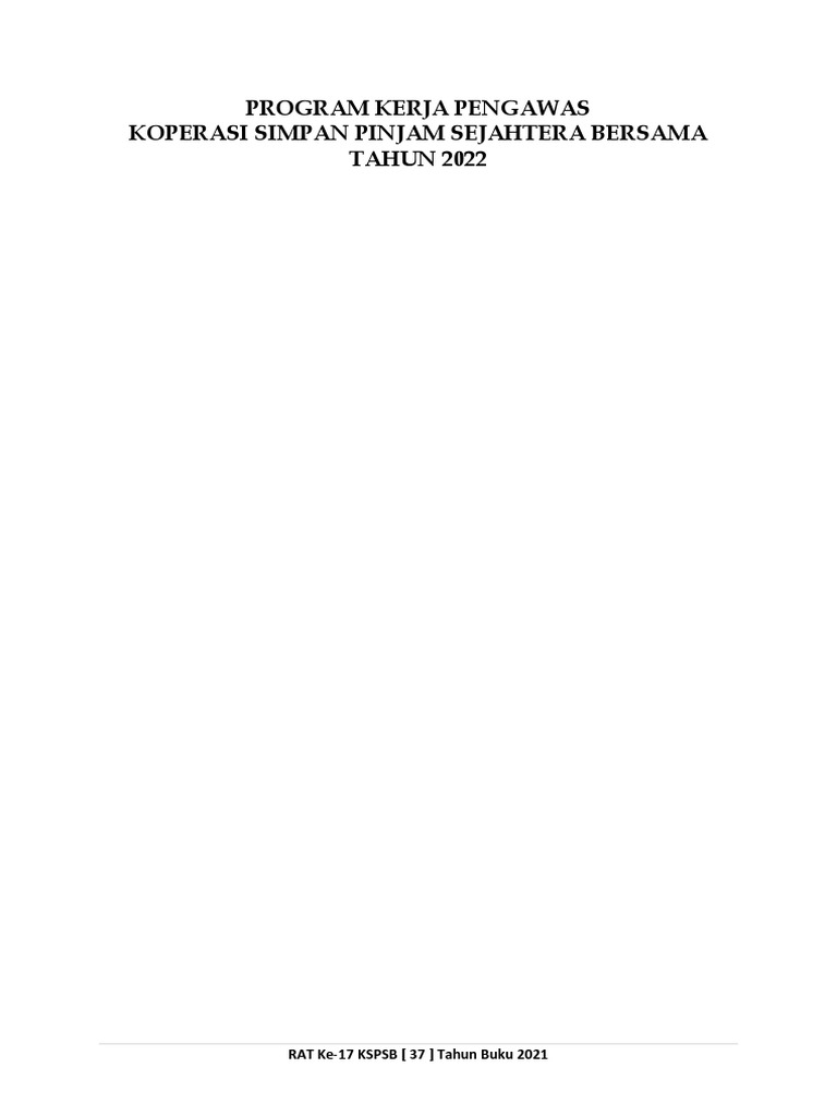 Program Kerja Pengawas Tahun 2022 PDF | PDF Program Kerja Pengawas Tahun 2022 PDF | PDF