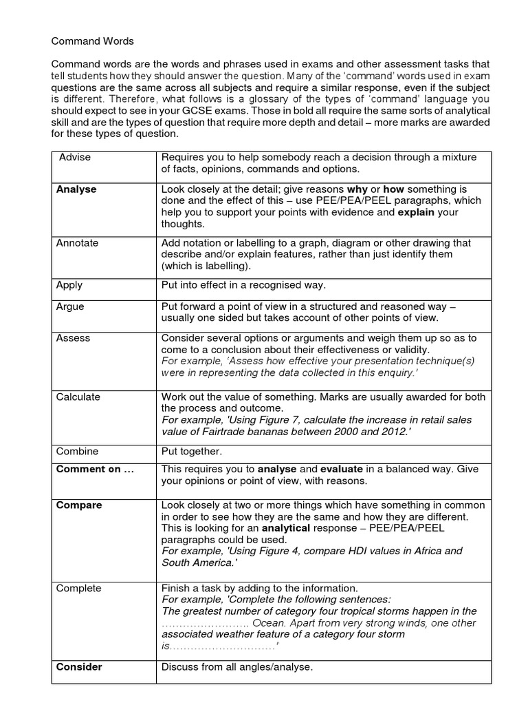 Command Words PDF | PDF
