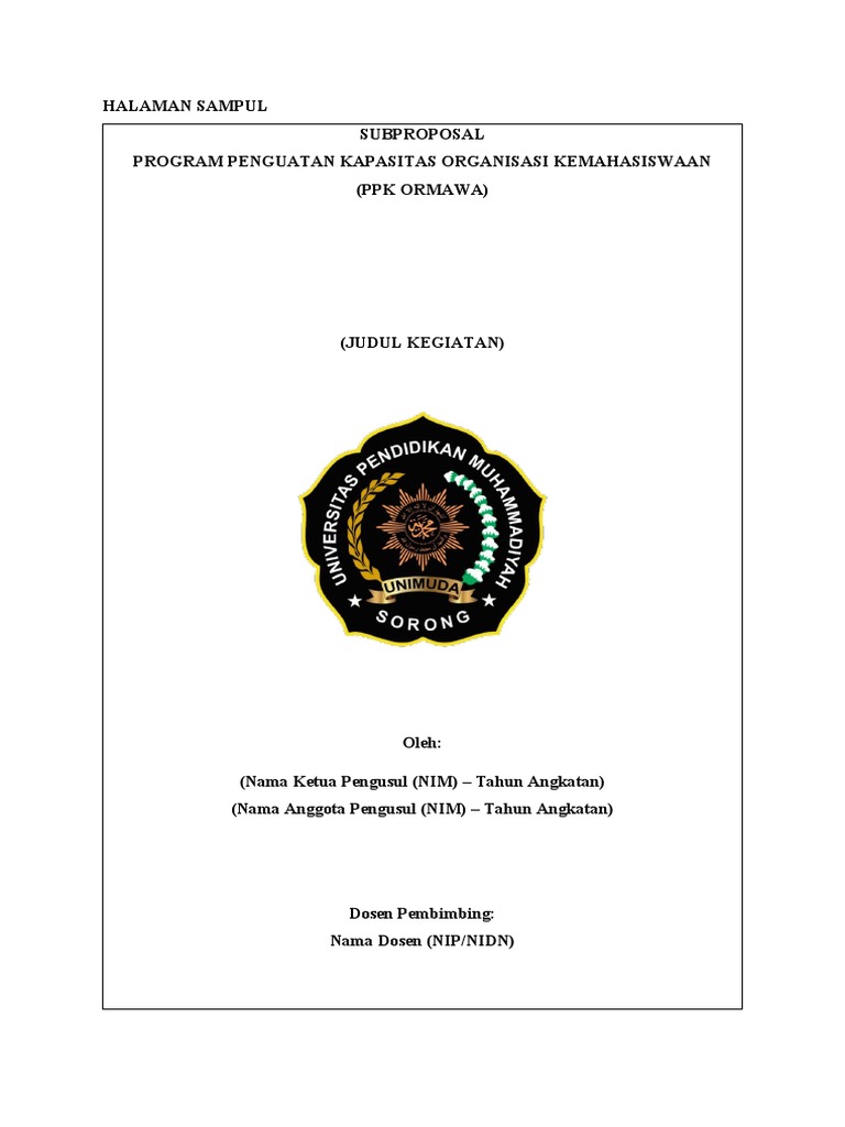 Template Subproposal PPK Ormawa | PDF Template Subproposal PPK Ormawa | PDF