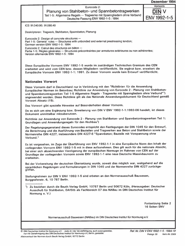 DIN V ENV 1992-1-5 1994-12.pdf | PDF