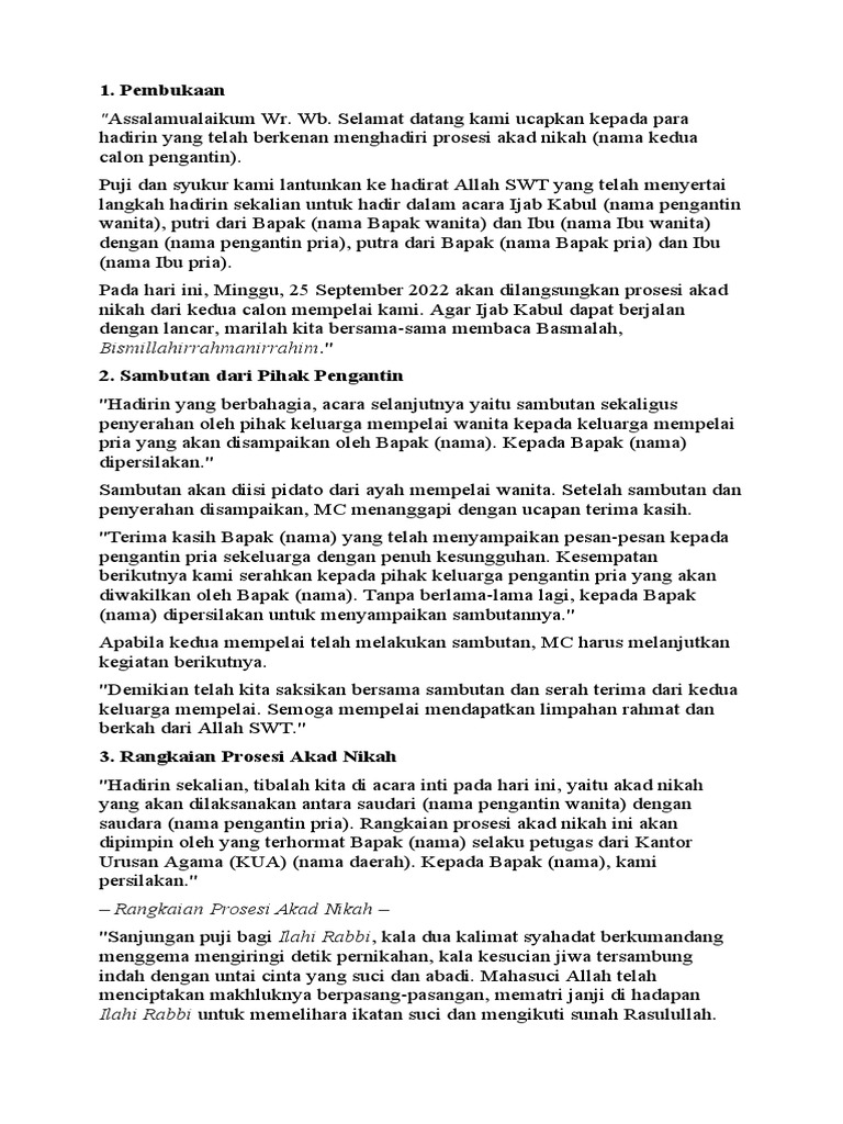 contoh MC acara pernikahan | PDF