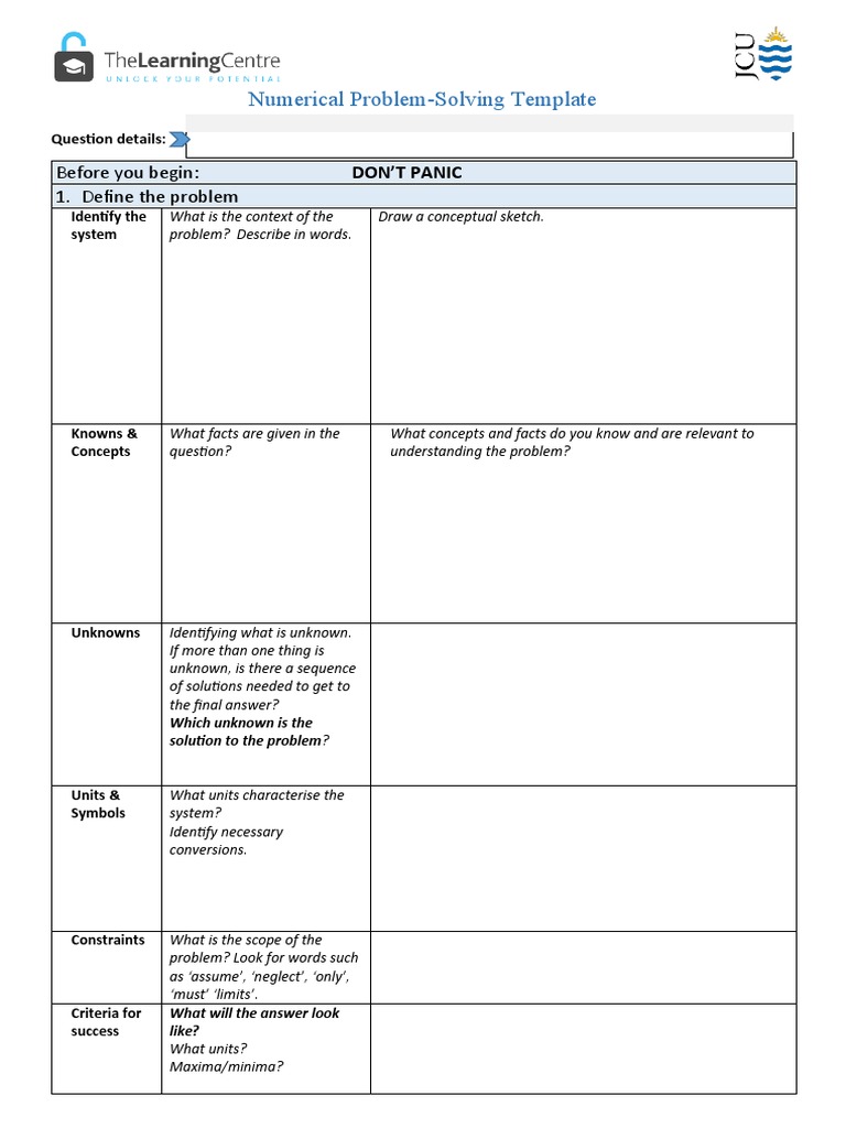 Problem Solving Template | PDF