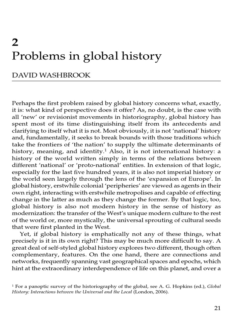 David Washbrook - Problems in Global History PDF | PDF