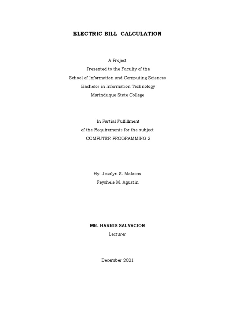 Electricity Bill Calculation | PDF