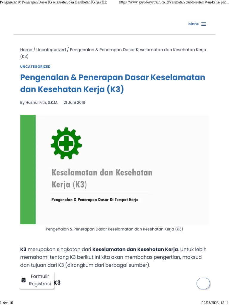 Pengenalan Penerapan Dasar Keselamatan Dan Kesehatan Kerja K3 Pdf Pdf