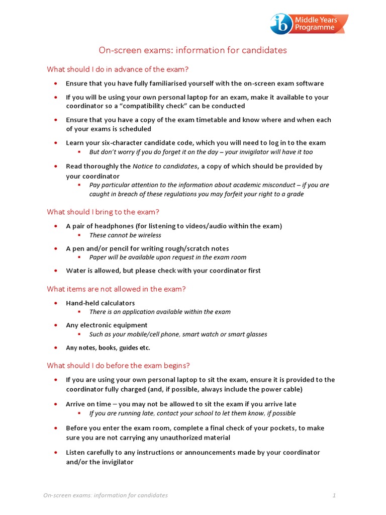 On-Screen Exam Guidelines for Candidates | PDF | Computing