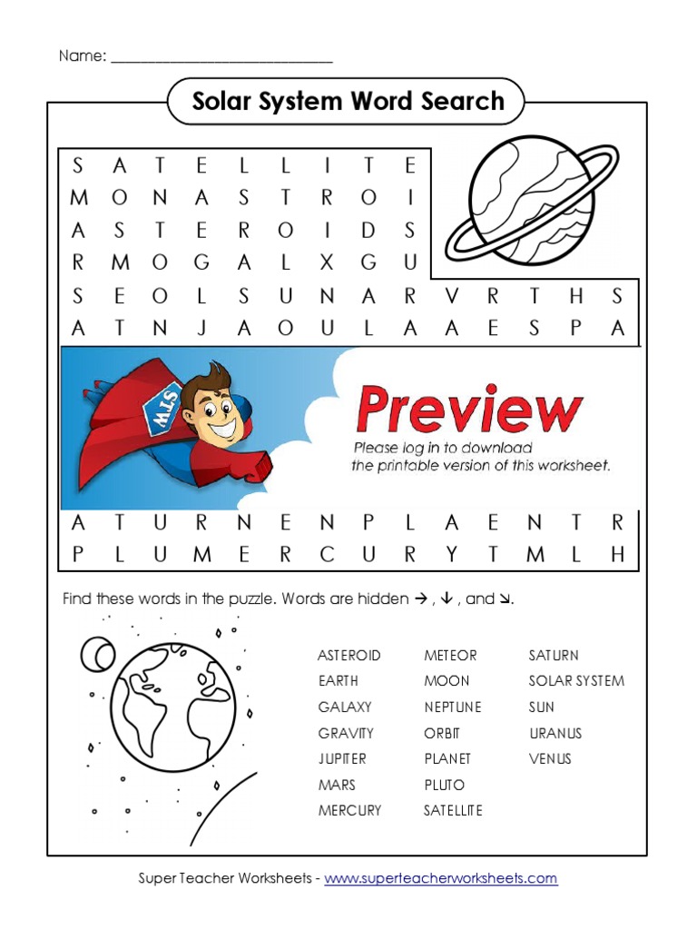 Solar System Word Search Puzzle | PDF