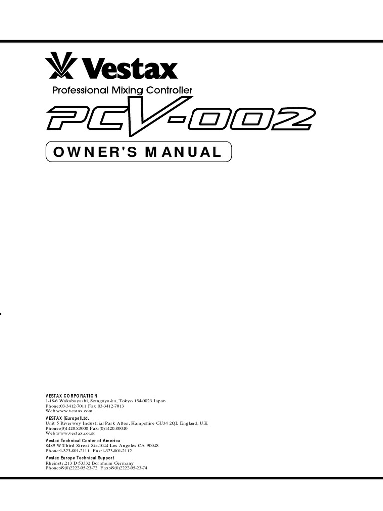 Vestax PCV 002 User Manual PDF | PDF