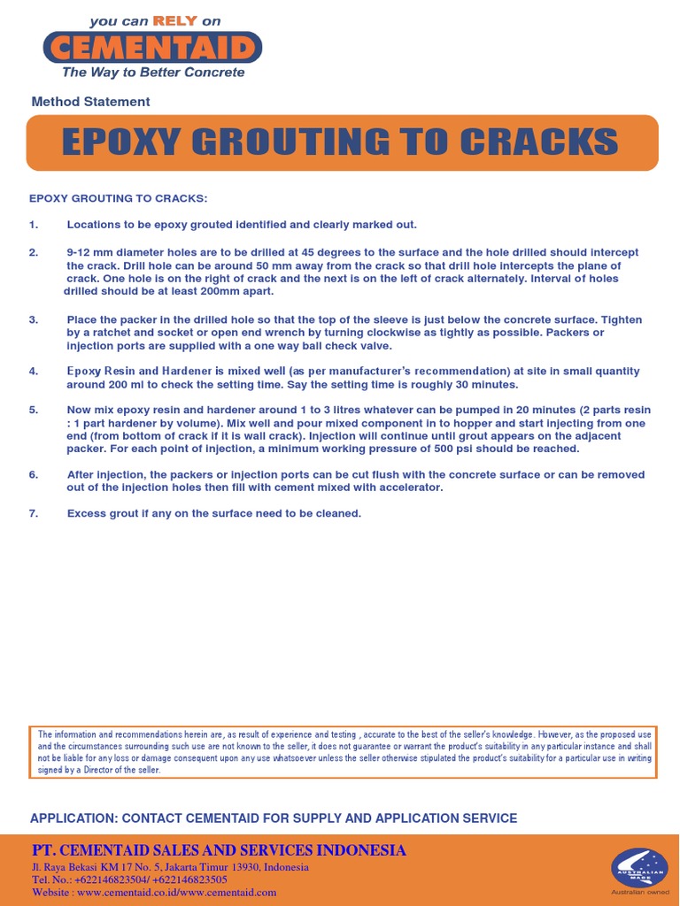 Cementaid Epoxy Grouting Procedure.pdf | PDF