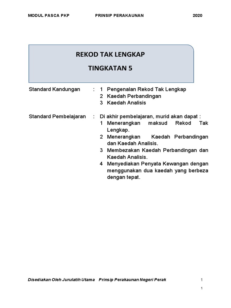 175 Modul #Learninghome 2020 Prinsip Perakaunan Tingkatan 5-2-17 | PDF