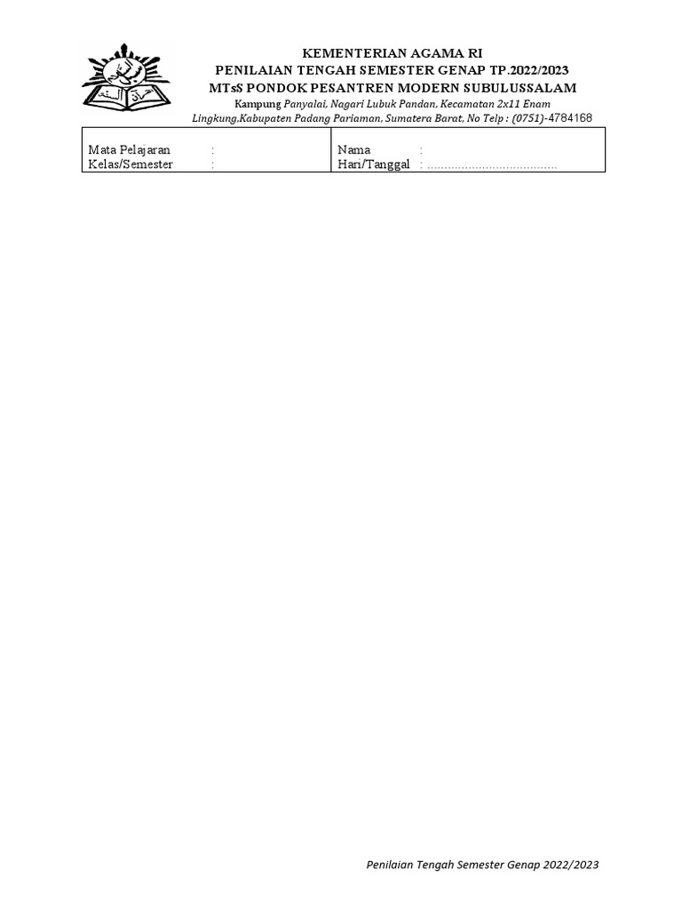 KOP SOAL UJIAN MID TP 2022-2023.docx | PDF