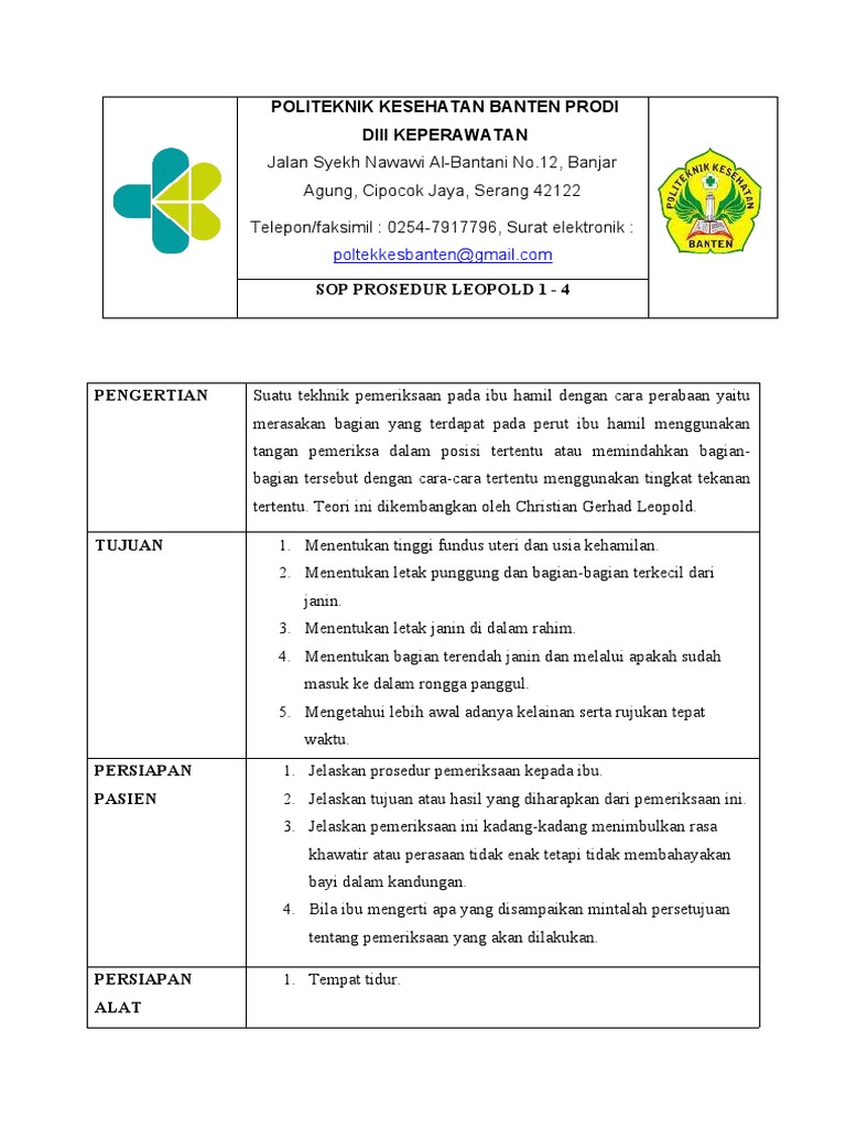 Sop Pemeriksaan Leopold 1-4 | PDF