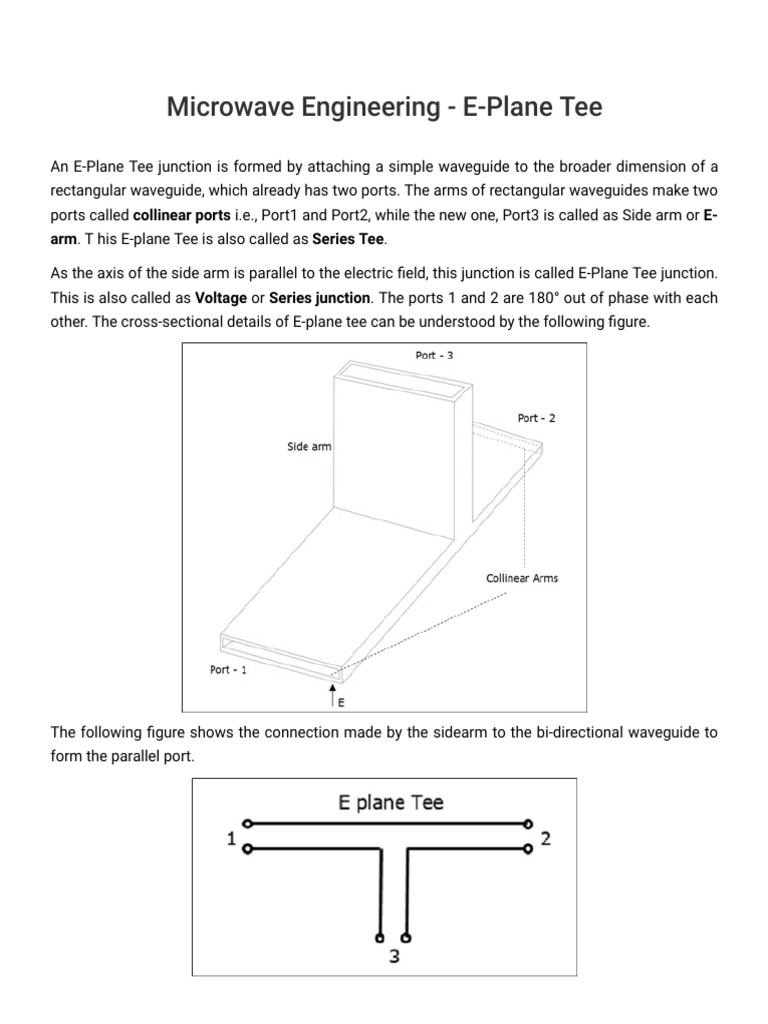 E-Plane Tee in Microwave Engineering | PDF