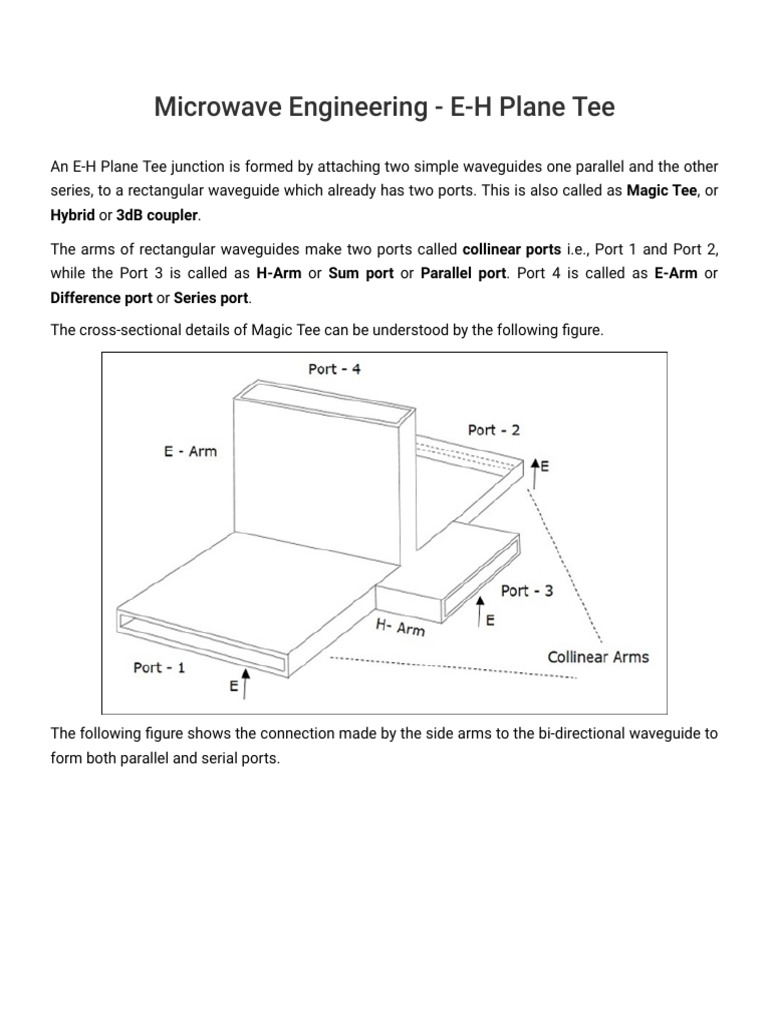 E-H Plane Tee in Microwave Engineering | PDF