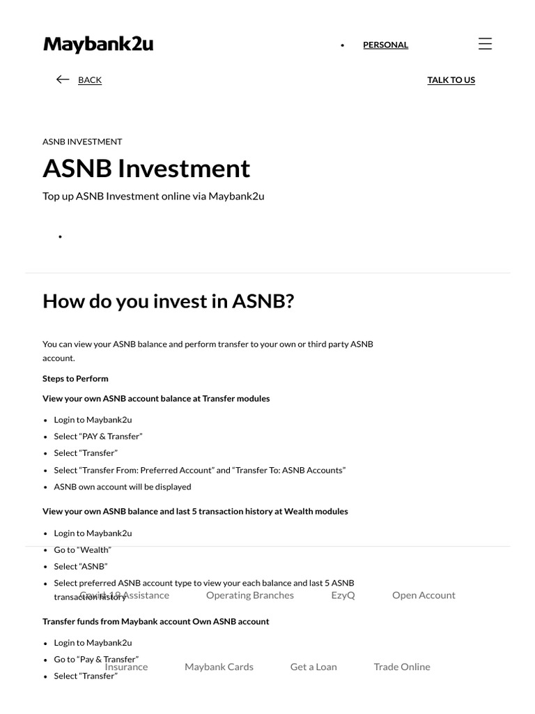 ASNB Investment - ASNB - Maybank Malaysia PDF | PDF